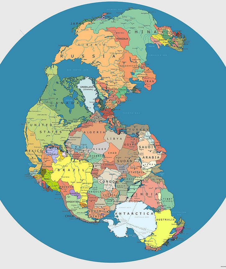 Map: Pangea with Modern-Day Borders - The Sounding Line