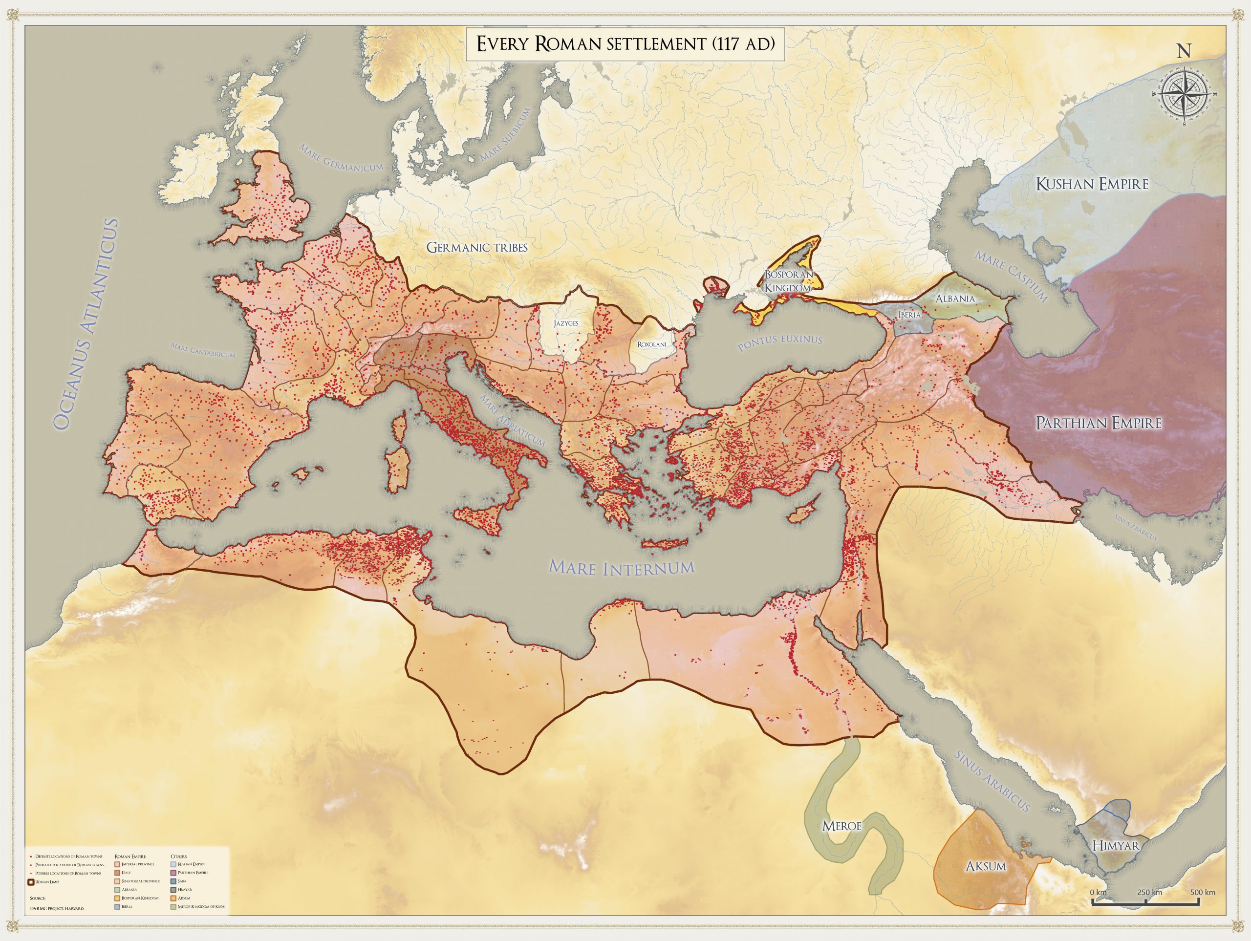 Map Every Single Roman Settlement In 117 AD The Sounding Line